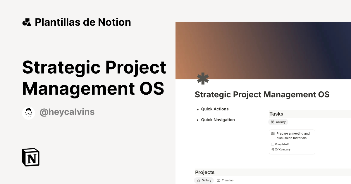 Plantilla Strategic Project Management OS de Calvin | Notion Marketplace