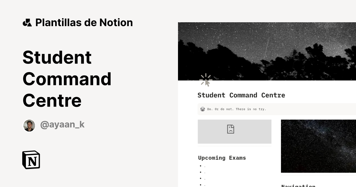 Plantilla Student Command Centre | Notion Marketplace