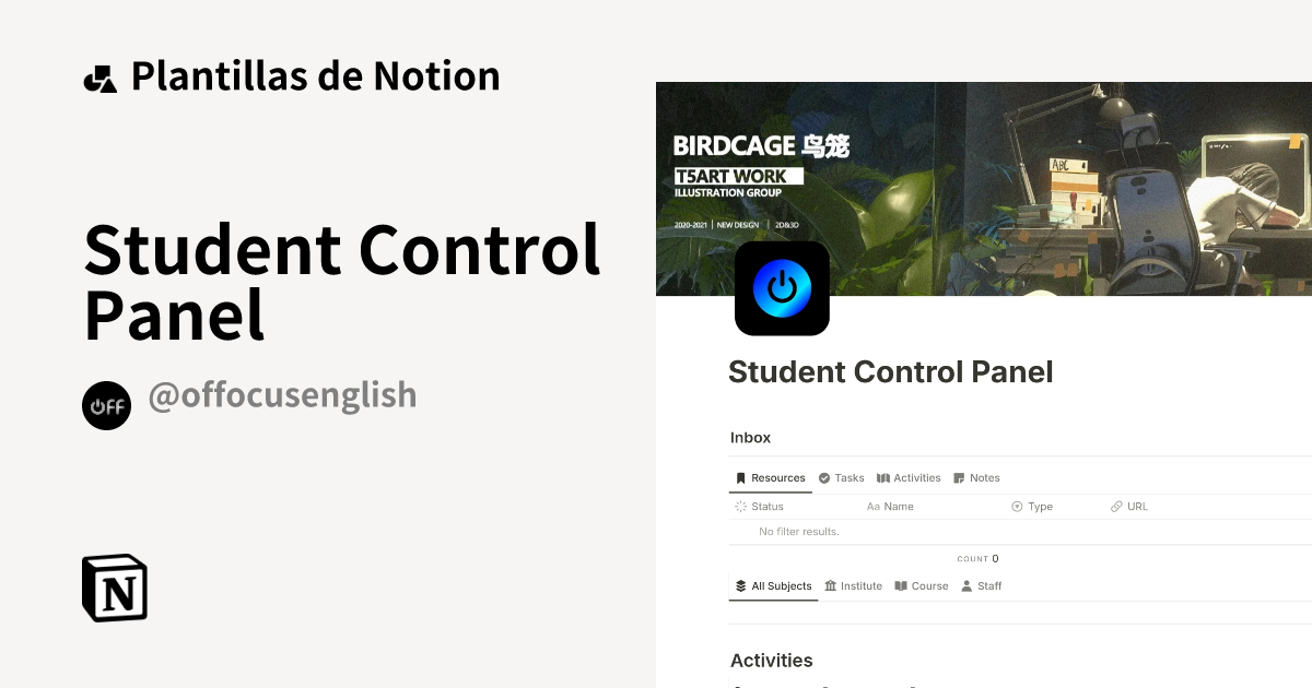 Plantilla Student Control Panel | Notion Marketplace