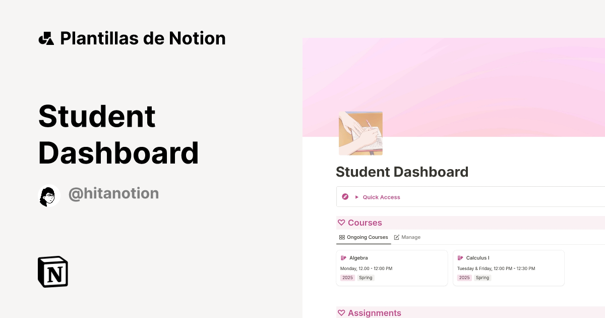 Plantilla Student Dashboard | Notion Marketplace