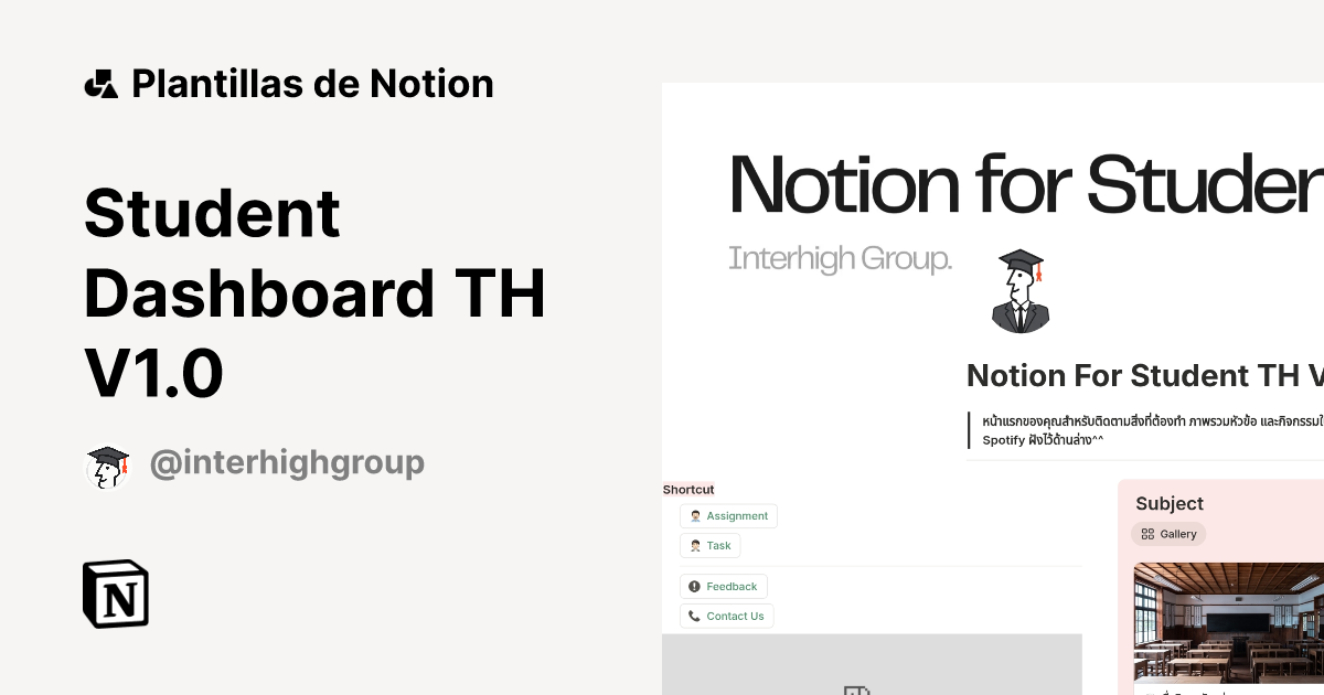 Plantilla Student Dashboard TH V1.0 | Notion Marketplace