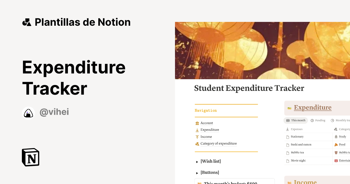 Plantilla Expenditure Tracker | Notion Marketplace