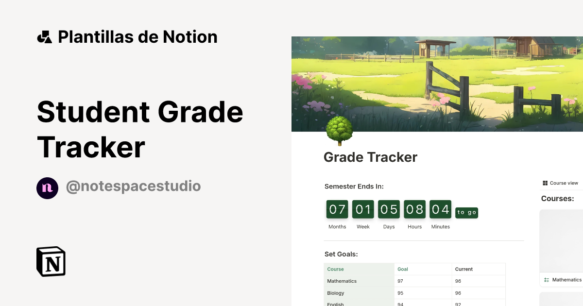 Plantilla Student Grade Tracker | Notion Marketplace