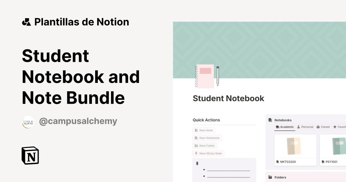 Plantilla Student Notebook and Note Bundle | Notion Marketplace
