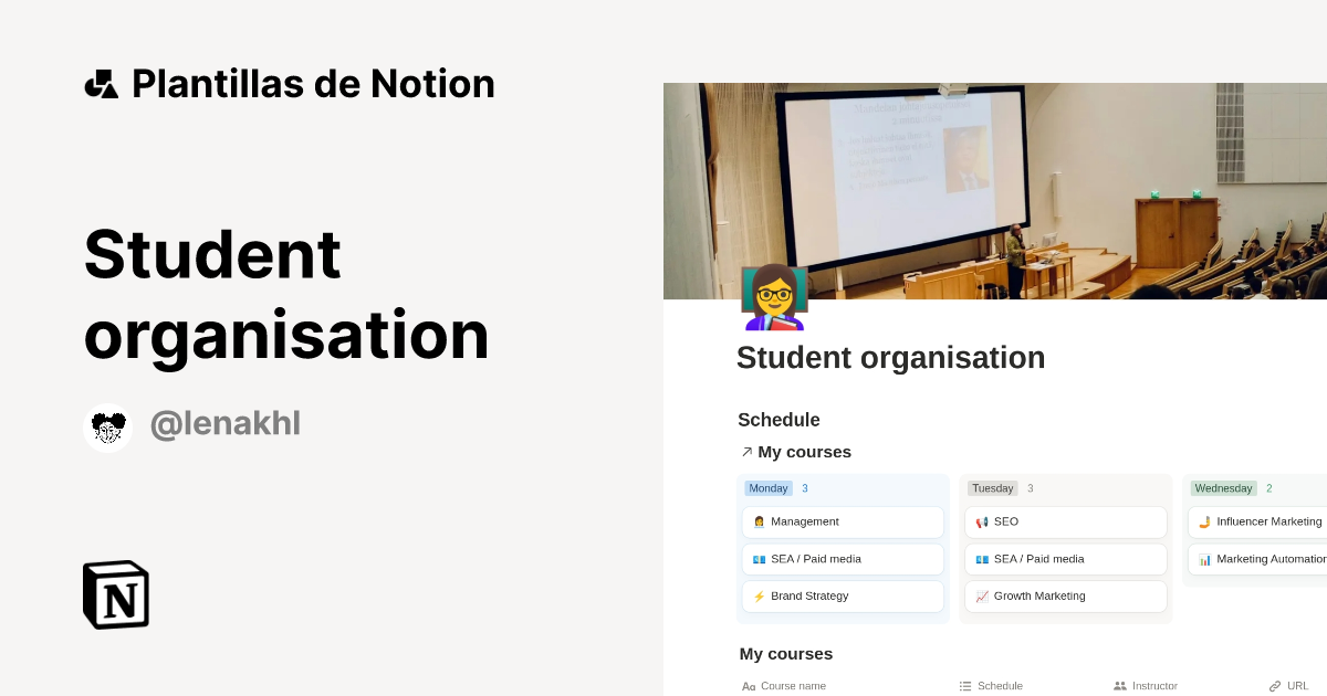 Plantilla Student organisation | Notion Marketplace