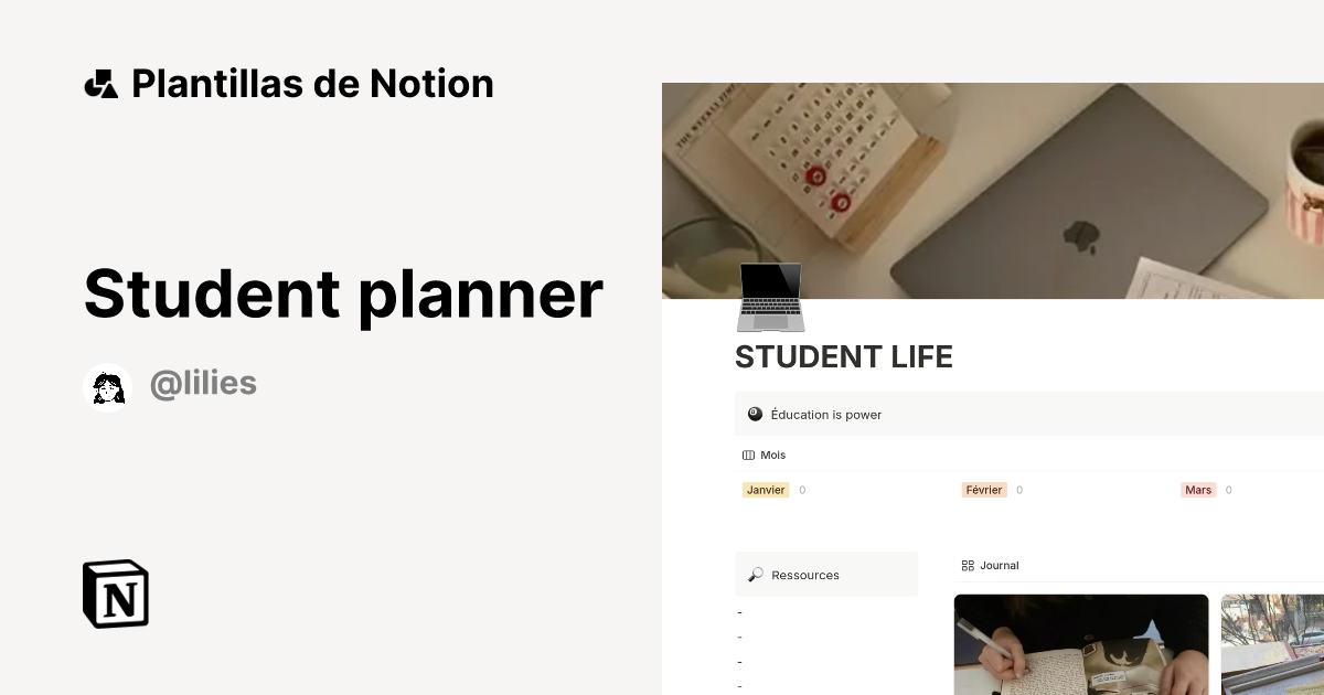 Plantilla Student planner | Notion Marketplace