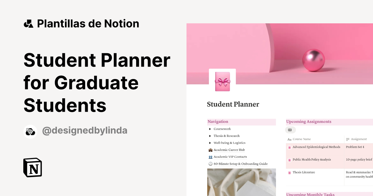 Plantilla Student Planner for Graduate Students | Notion Marketplace