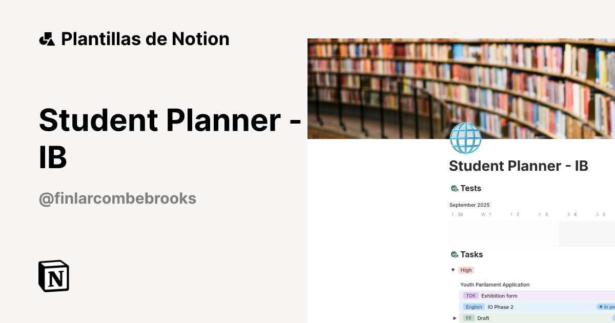 Plantilla Student Planner - IB de Fin Larcombe-Brooks | Notion Marketplace
