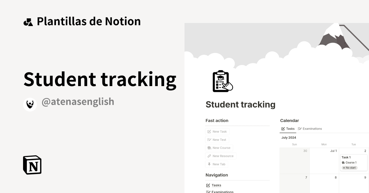 Plantilla Student tracking de Atenas | Notion Marketplace