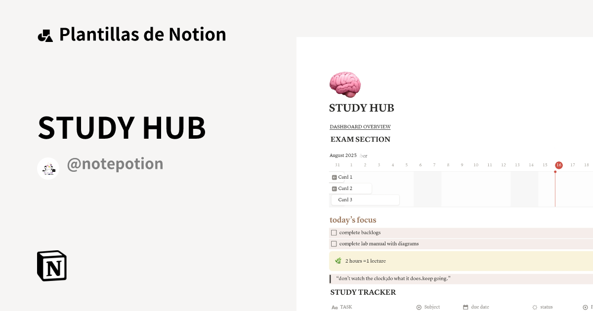 Plantilla STUDY HUB | Notion Marketplace