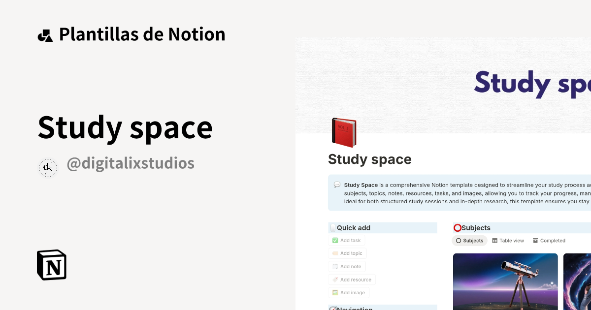 Plantilla Study space | Notion Marketplace