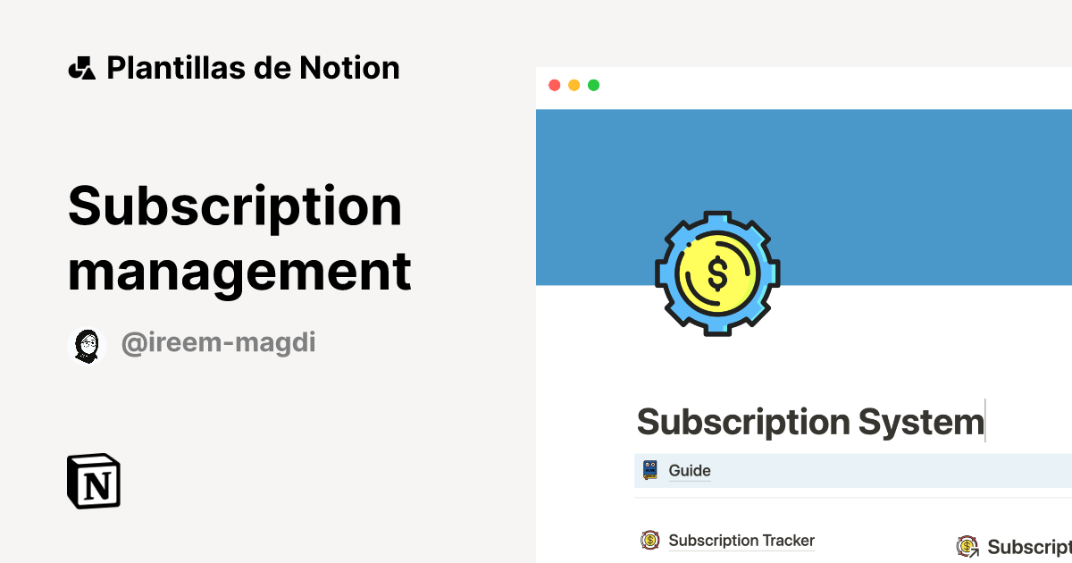 Plantilla Subscription management | Notion Marketplace