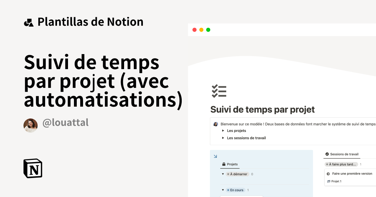 Plantilla Suivi de temps par projet (avec automatisations) | Notion ...