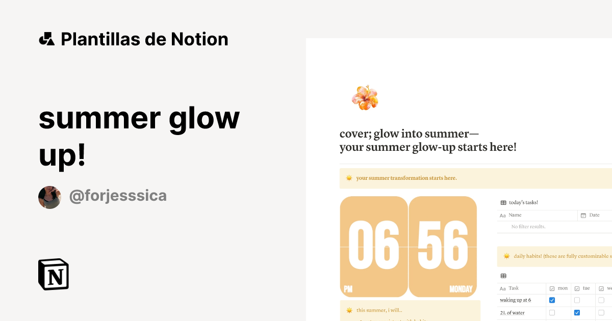Plantilla summer glow up! | Notion Marketplace