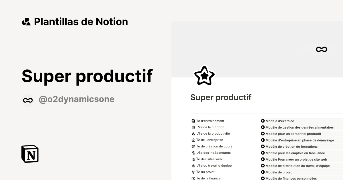 Plantilla Super productif de O2 Dynamics Francais | Notion Marketplace