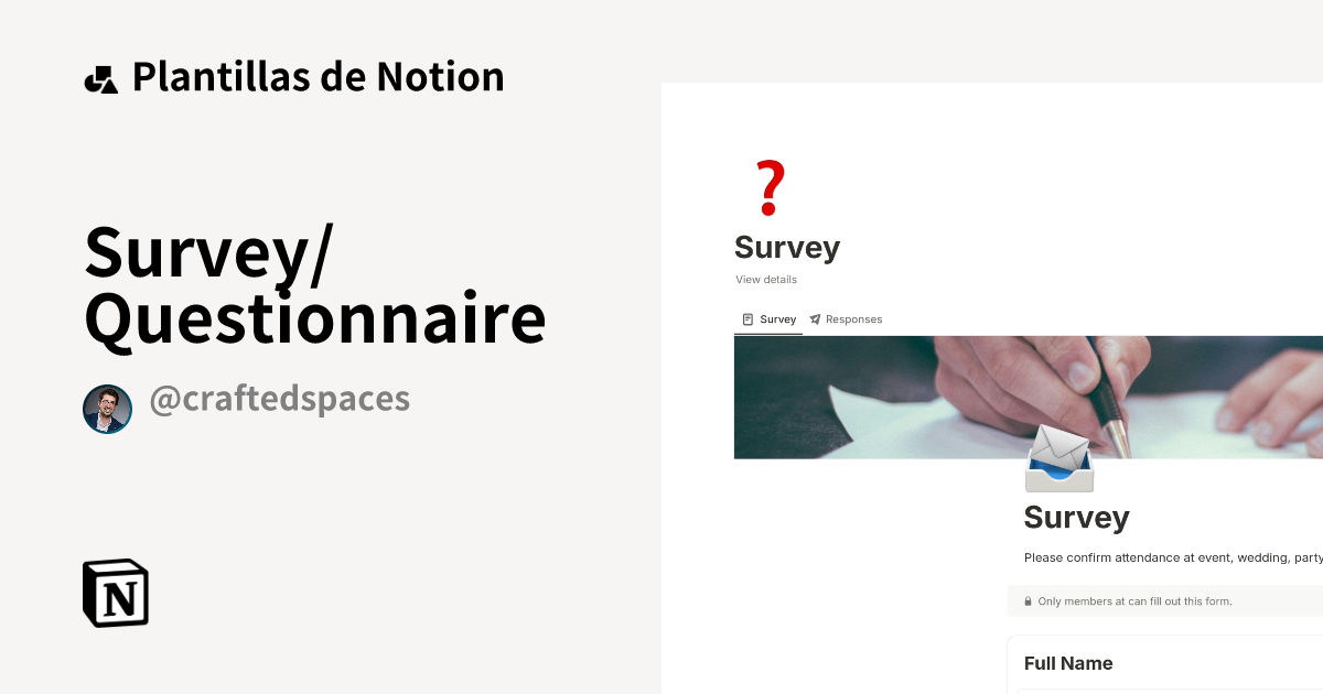 Plantilla Survey/Questionnaire | Notion Marketplace