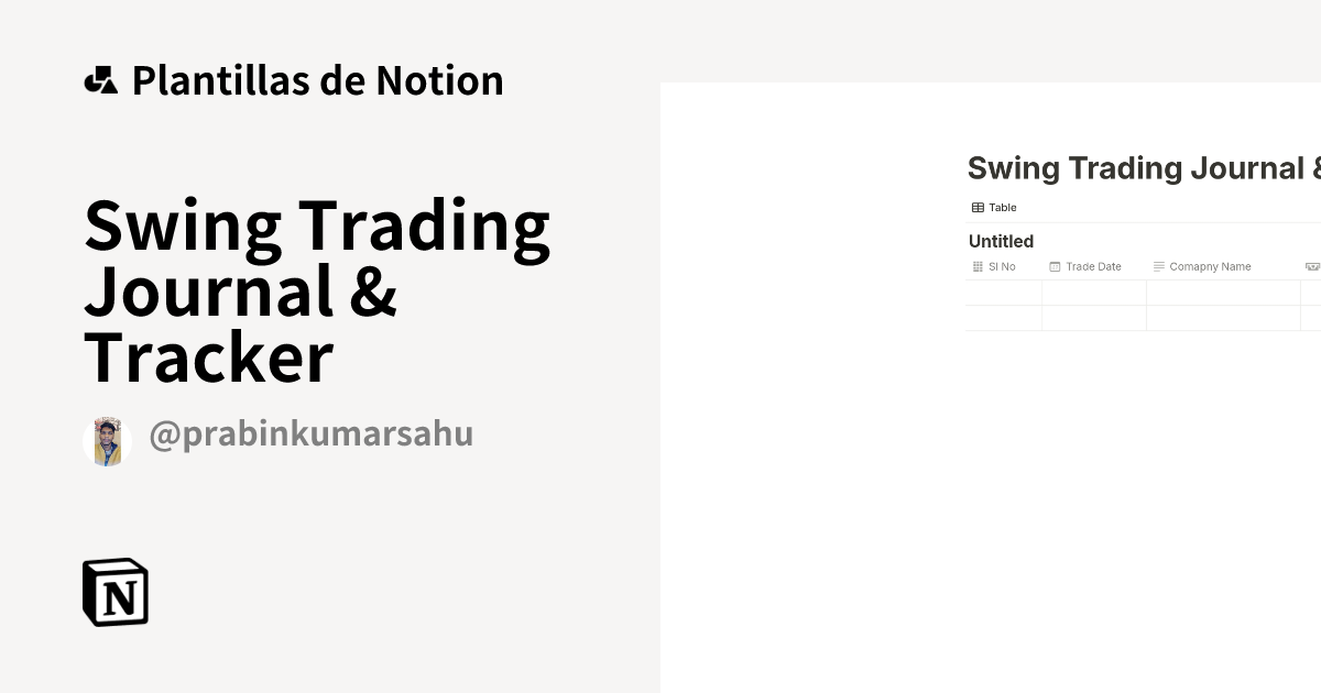 Plantilla Swing Trading Journal & Tracker de Swing Trading Journal ...