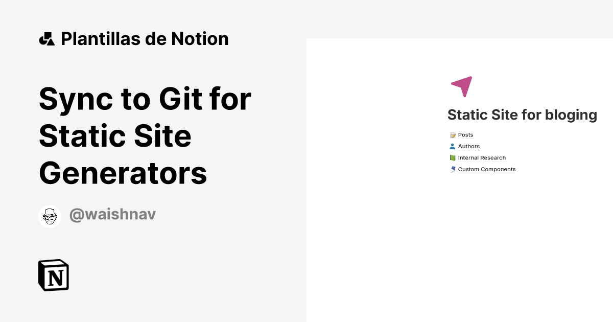 Plantilla Sync to Git for Static Site Generators | Notion Marketplace