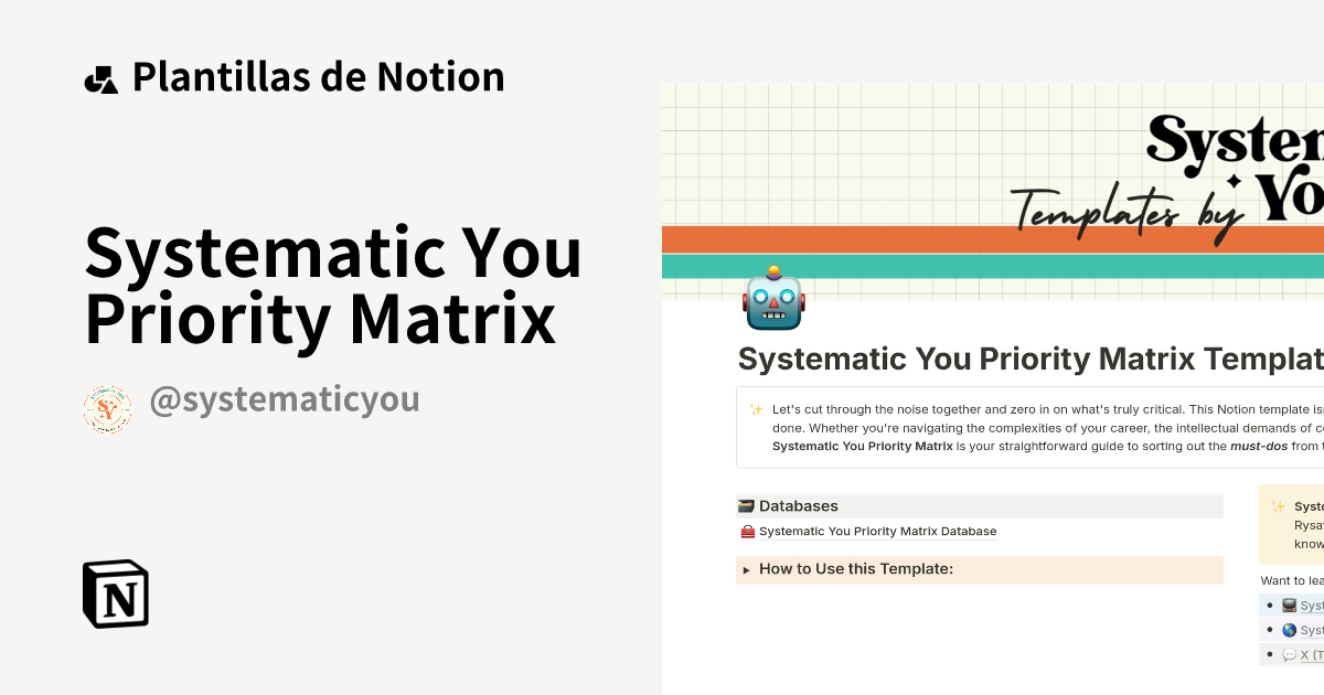 Plantilla Systematic You Priority Matrix | Notion Marketplace