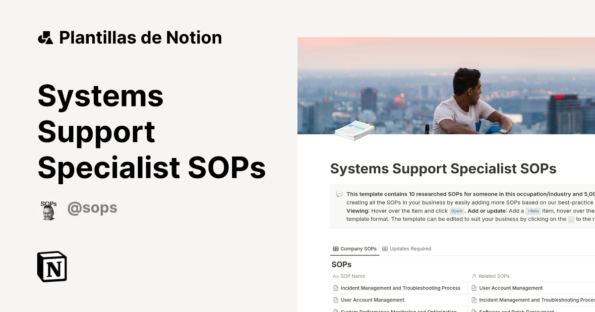 Plantilla Systems Support Specialist SOPs de SOPs | Notion Marketplace