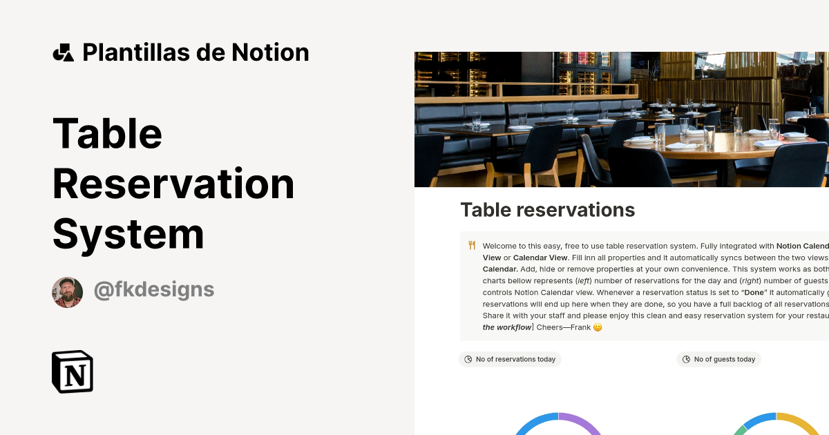Plantilla Table Reservation System de Frank Knutsen | Notion Marketplace
