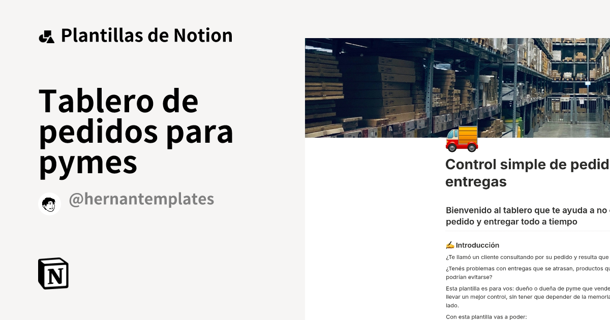 Plantilla Tablero de pedidos para pymes | Notion Marketplace