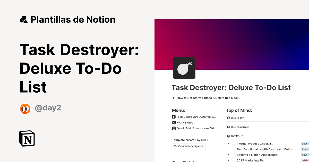 Plantilla Task Destroyer: Deluxe To-Do List | Notion Marketplace