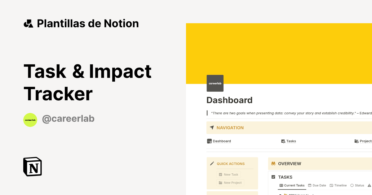 Plantilla Task & Impact Tracker de careerlab | Notion Marketplace