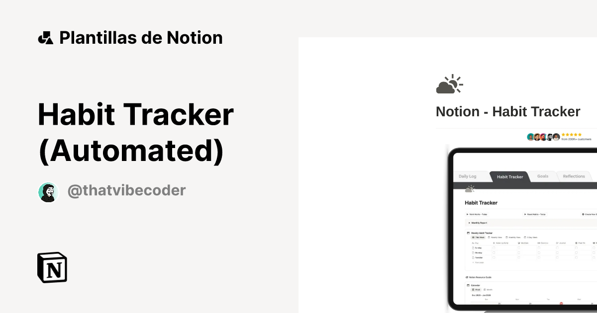 Plantilla Habit Tracker (Automated) | Notion Marketplace