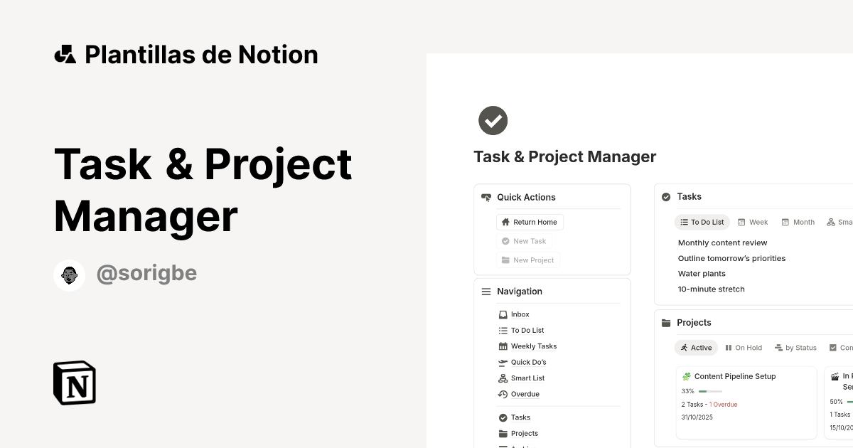 Plantilla Task & Project Manager | Notion Marketplace