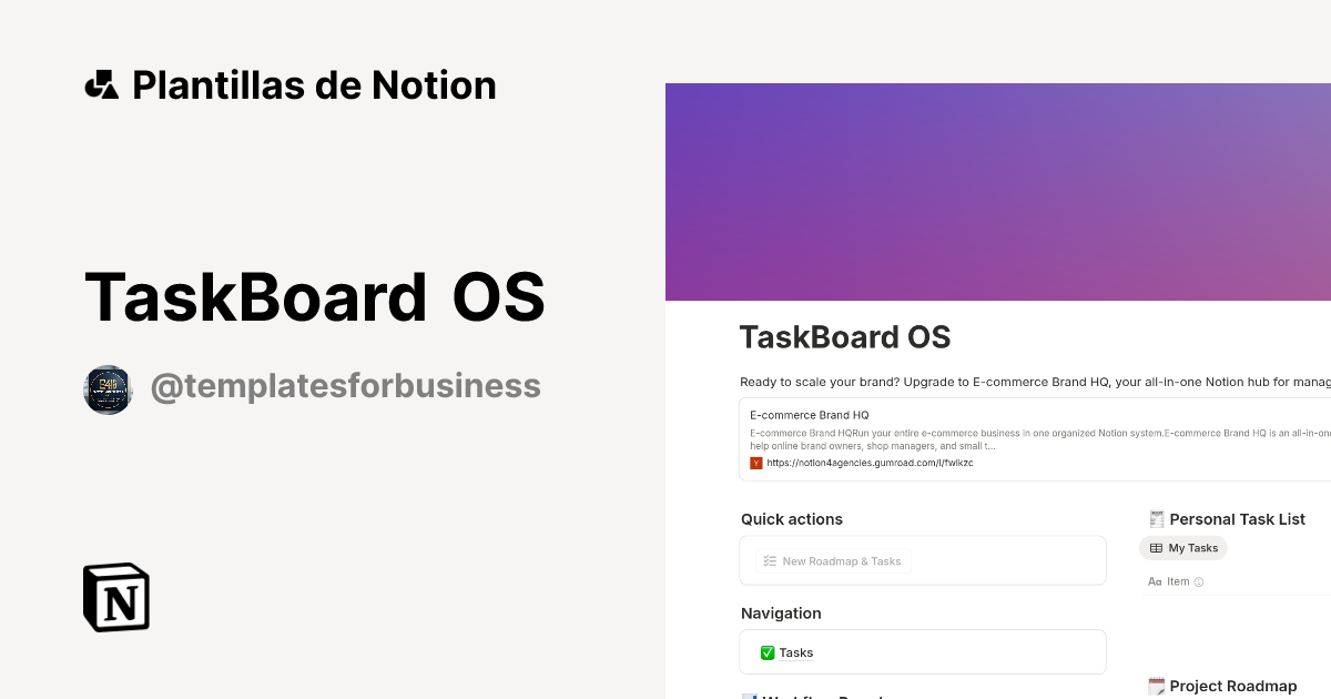 Plantilla TaskBoard OS | Notion Marketplace
