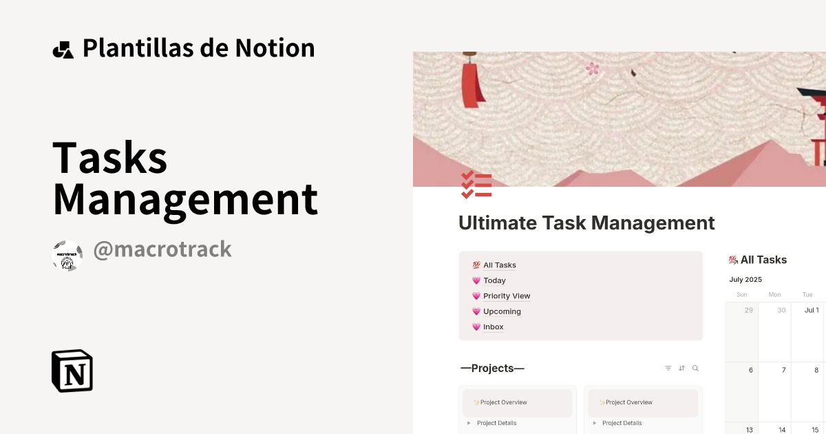 Plantilla Tasks Management | Notion Marketplace