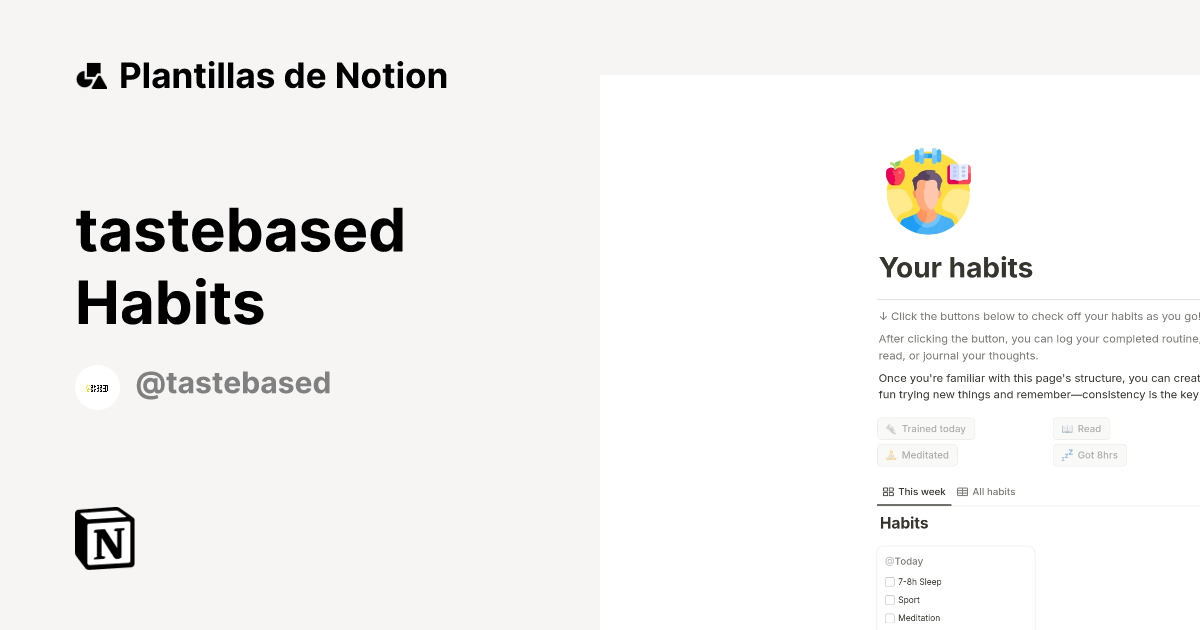 Plantilla tastebased Habits | Notion Marketplace