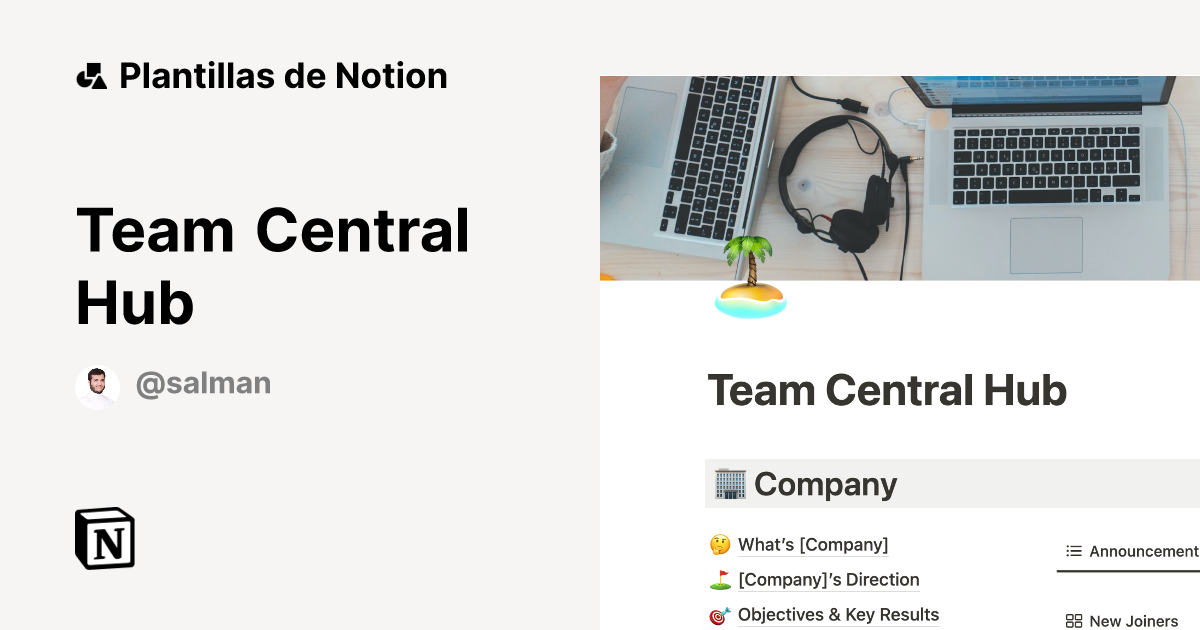 Plantilla Team Central Hub | Notion Marketplace
