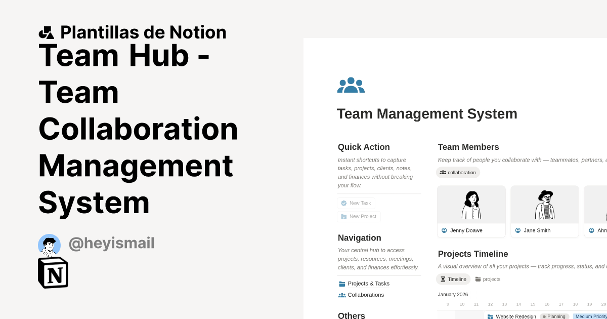 Plantilla Team Hub - Team Collaboration Management System | Notion ...