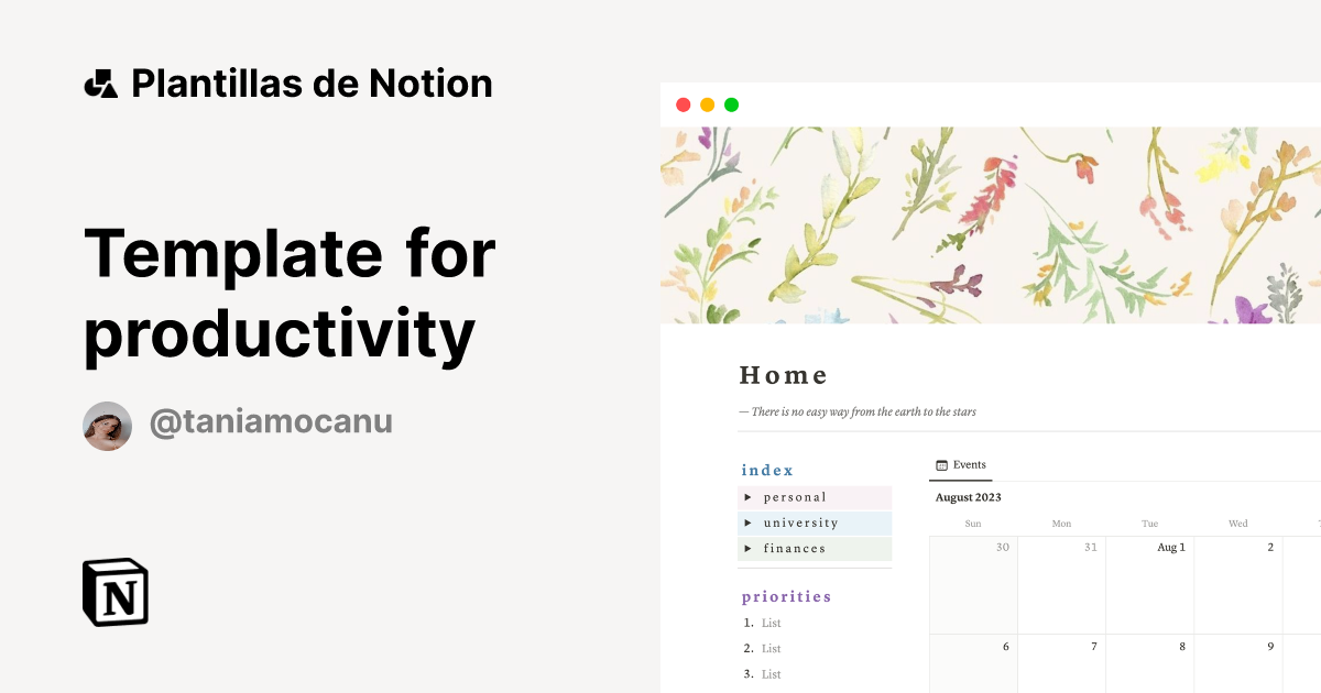Plantilla Template for productivity | Notion Marketplace