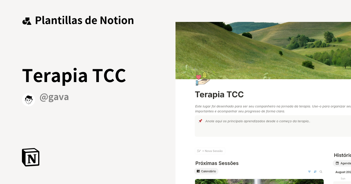 Plantilla Terapia TCC de Gustavo Gava | Notion Marketplace