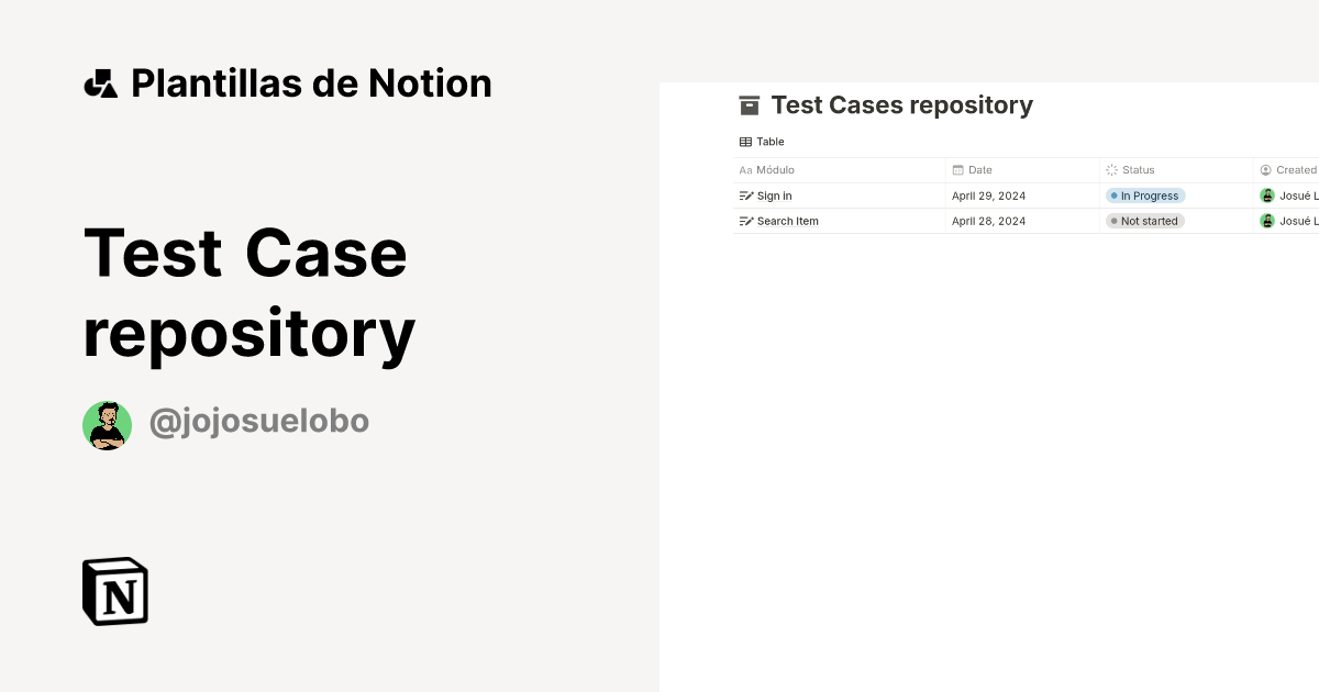 Plantilla Test Case repository | Notion Marketplace