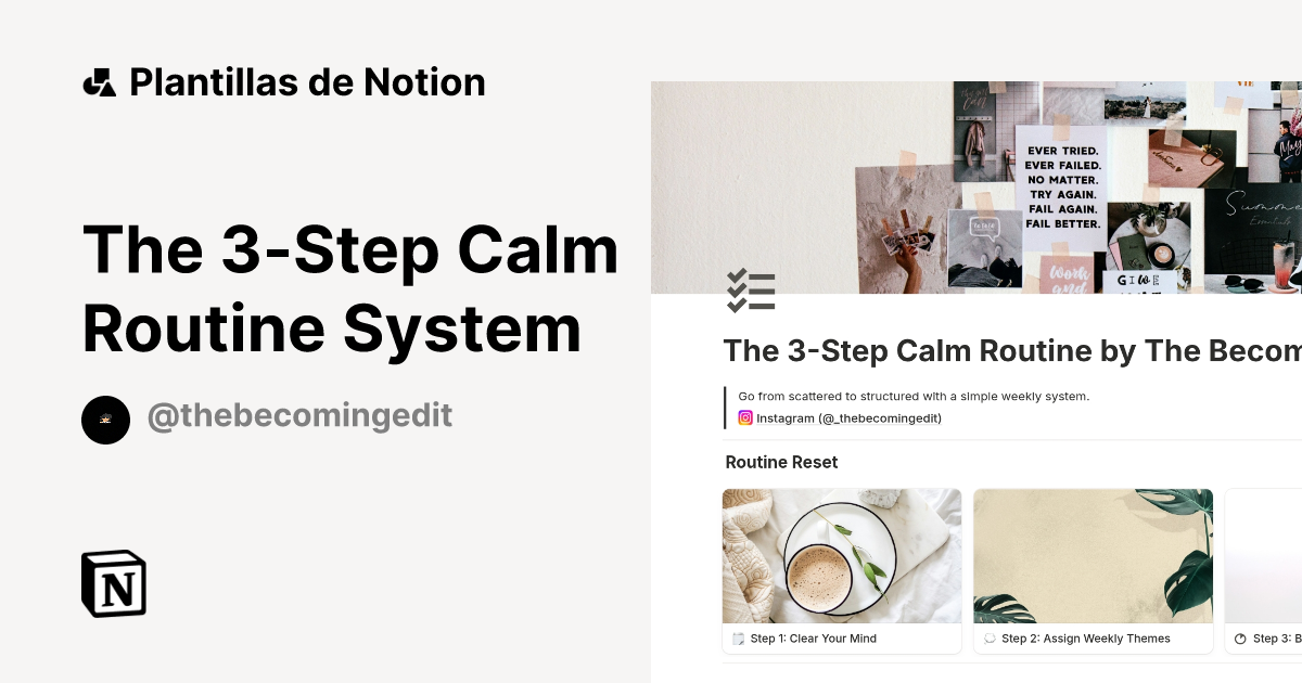 Plantilla The 3-Step Calm Routine System | Notion Marketplace