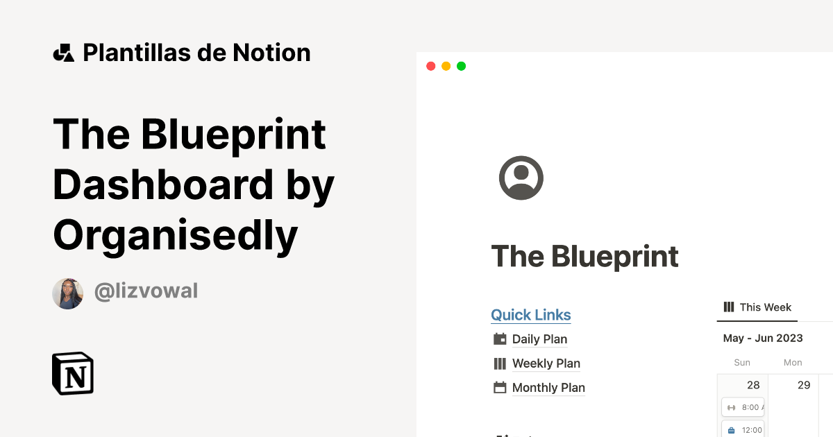 Plantilla The Blueprint Dashboard by Organisedly | Notion Marketplace