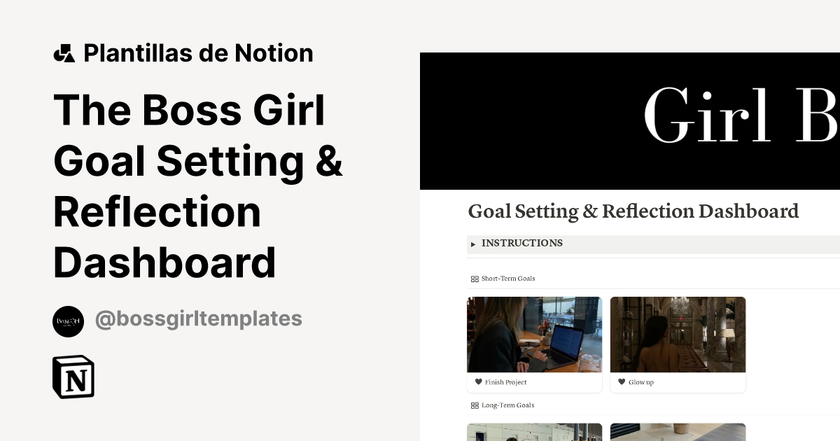Plantilla The Boss Girl Goal Setting & Reflection Dashboard de Boss ...