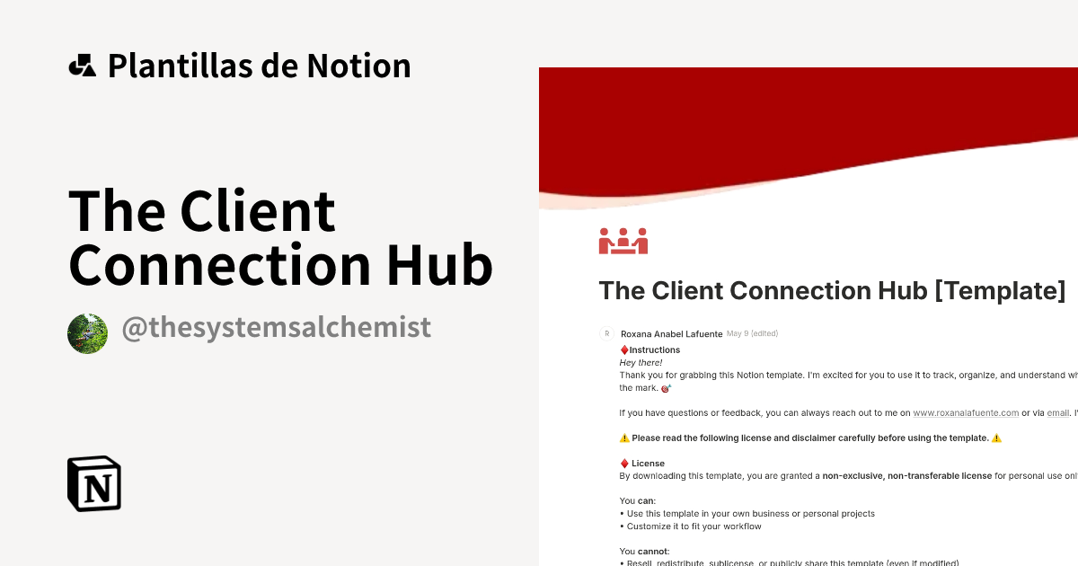 Plantilla The Client Connection Hub de The Systems Alchemist | Notion ...