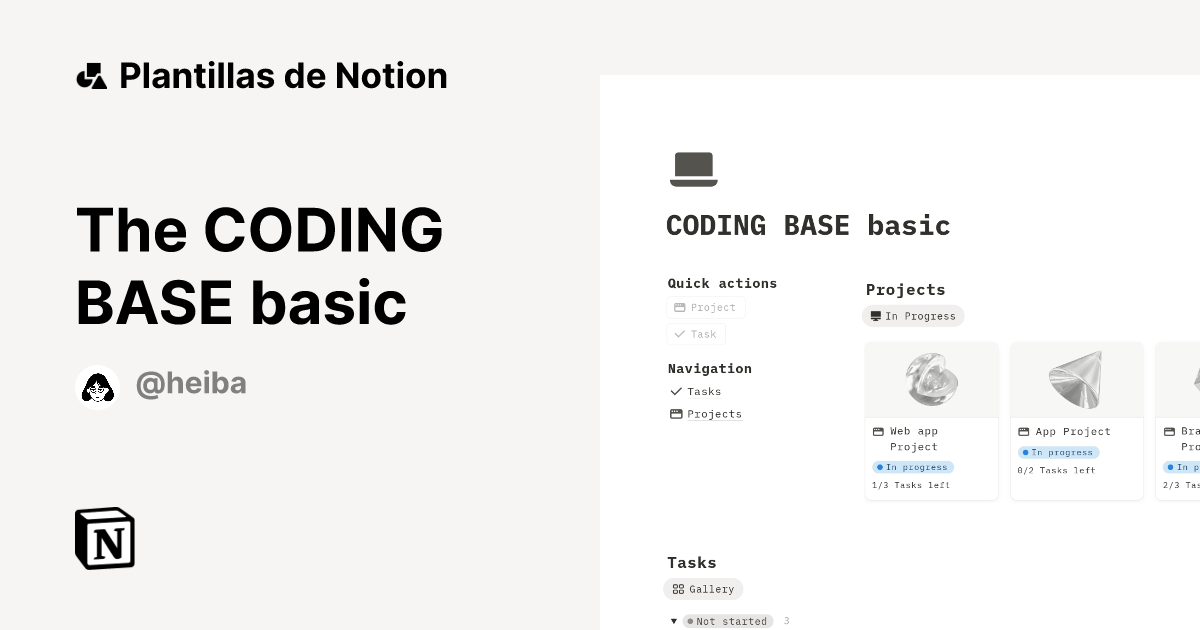 Plantilla The CODING BASE basic de Heiba | Notion Marketplace
