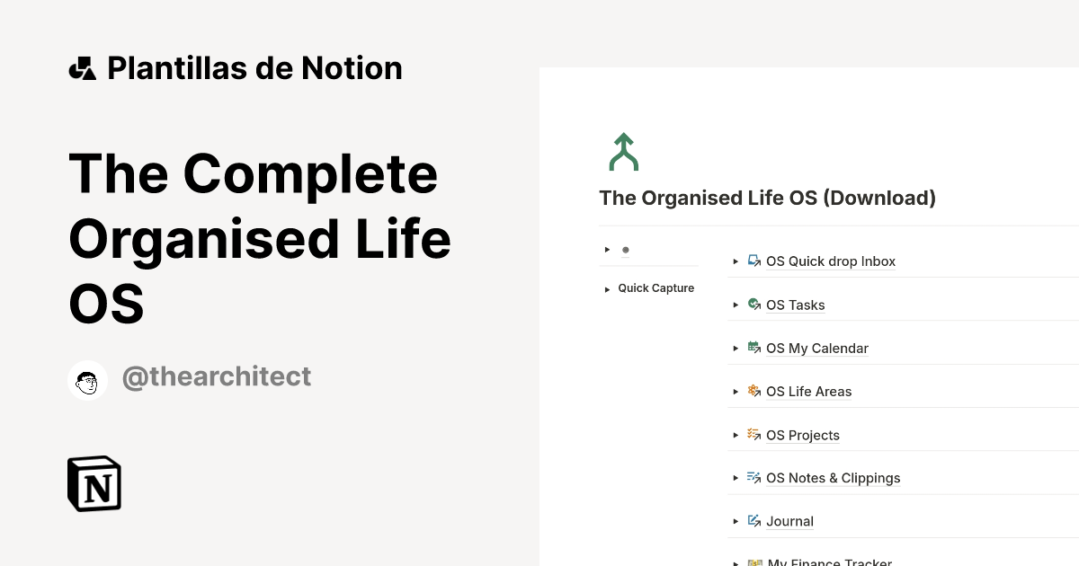 Plantilla The Complete Organised Life OS | Notion Marketplace
