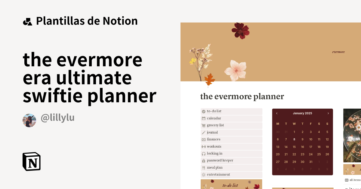 Plantilla the evermore era ultimate swiftie planner | Notion Marketplace