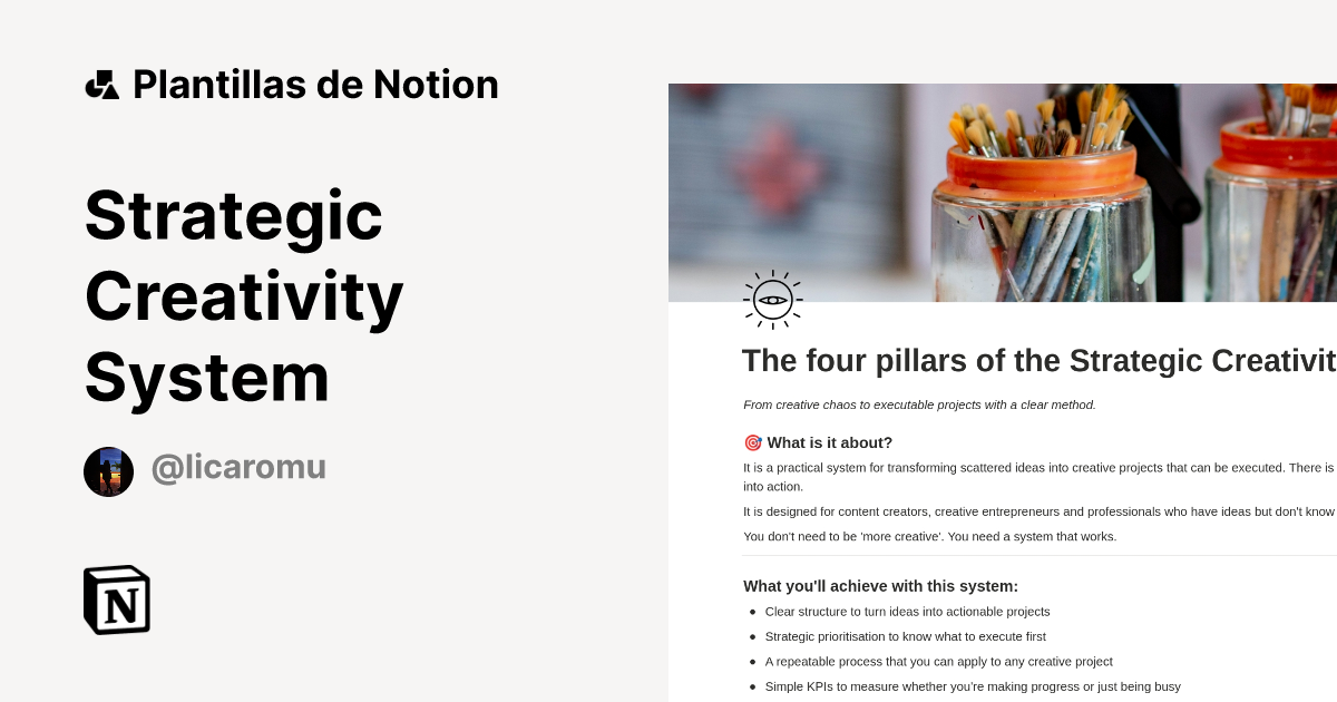 Plantilla Strategic Creativity System | Notion Marketplace
