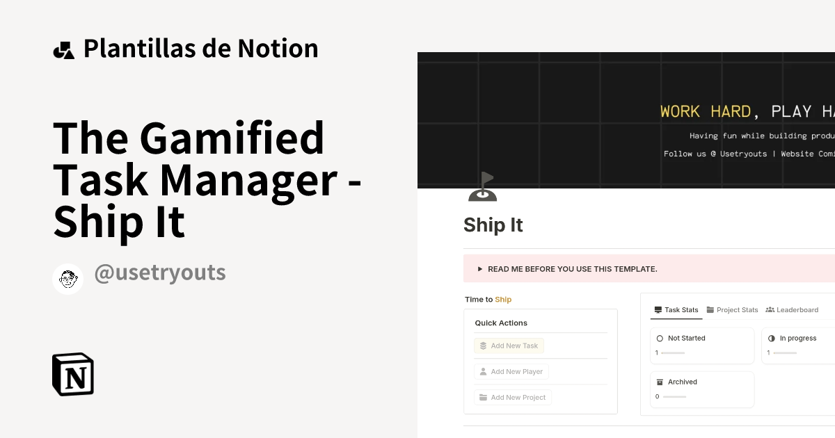 Plantilla The Gamified Task Manager - Ship It | Notion Marketplace