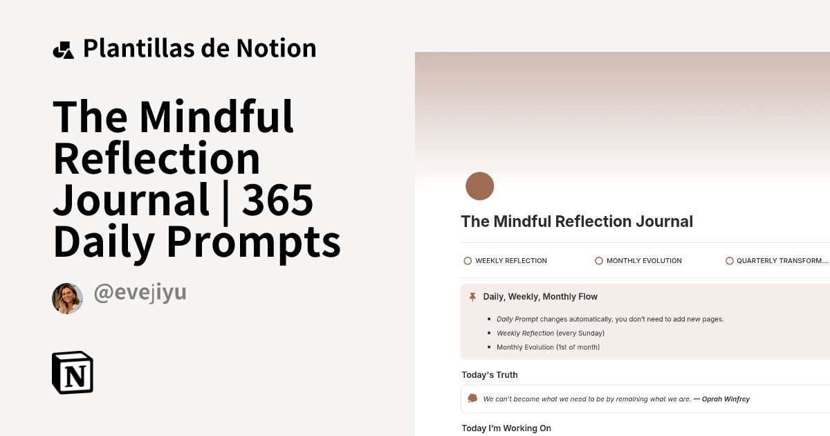 Plantilla The Mindful Reflection Journal | 365 Daily Prompts | Notion ...