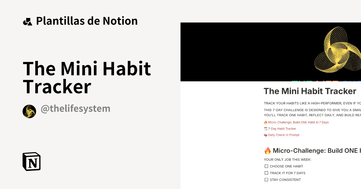 Plantilla The Mini Habit Tracker | Notion Marketplace