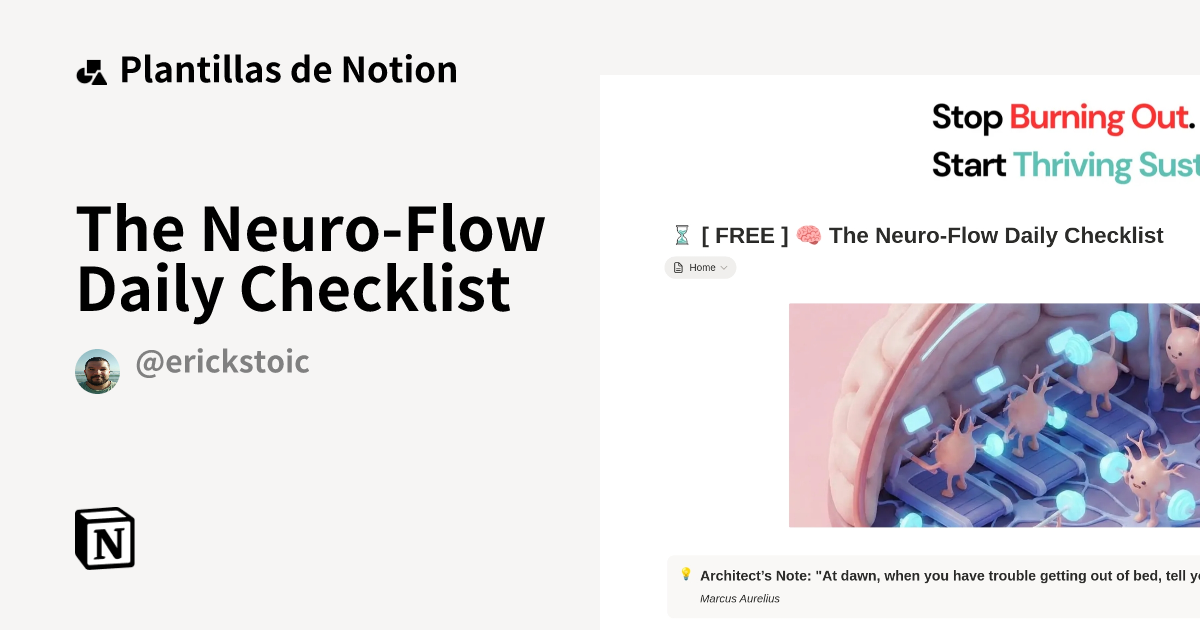Plantilla The Neuro-Flow Daily Checklist | Notion Marketplace